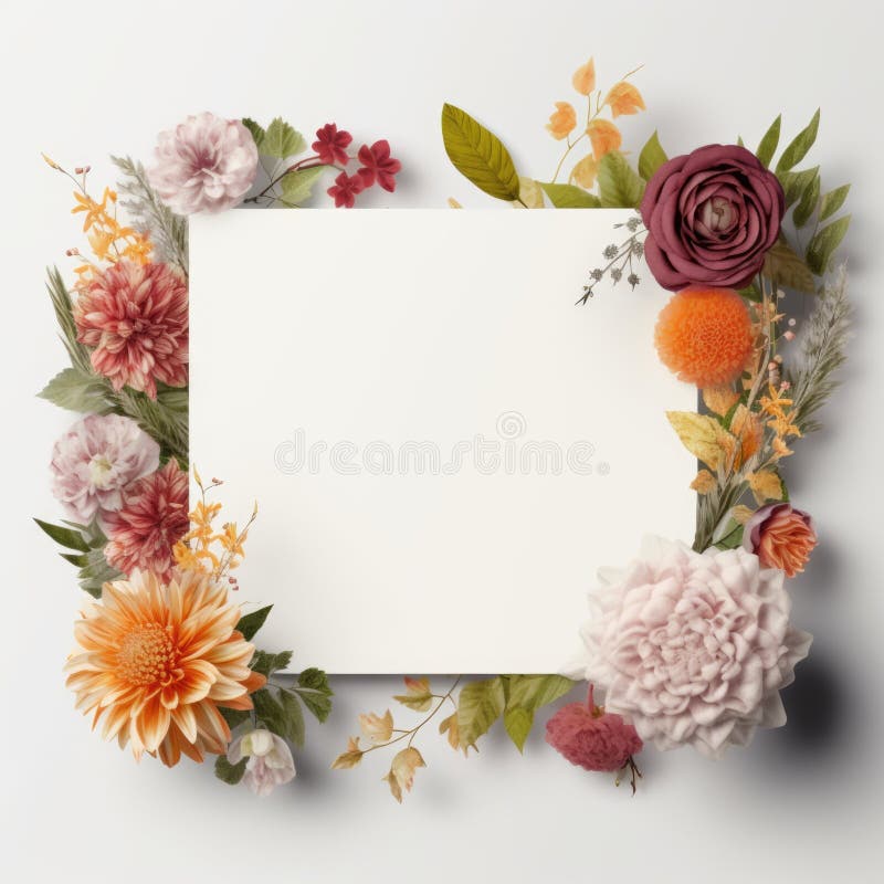 Beautiful Large Flat Rectangle Paper Surrounded by Flowers,white ...