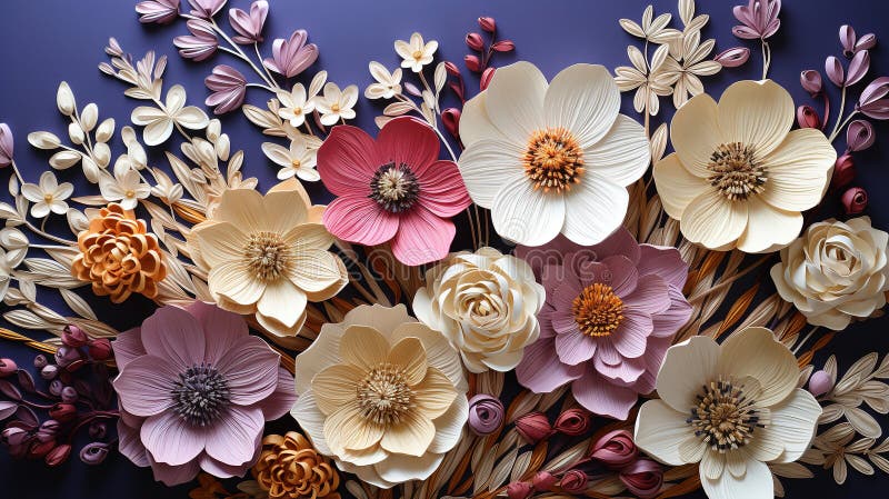 Beautiful Large Flat Rectangle Paper Surrounded by Flowers White ...