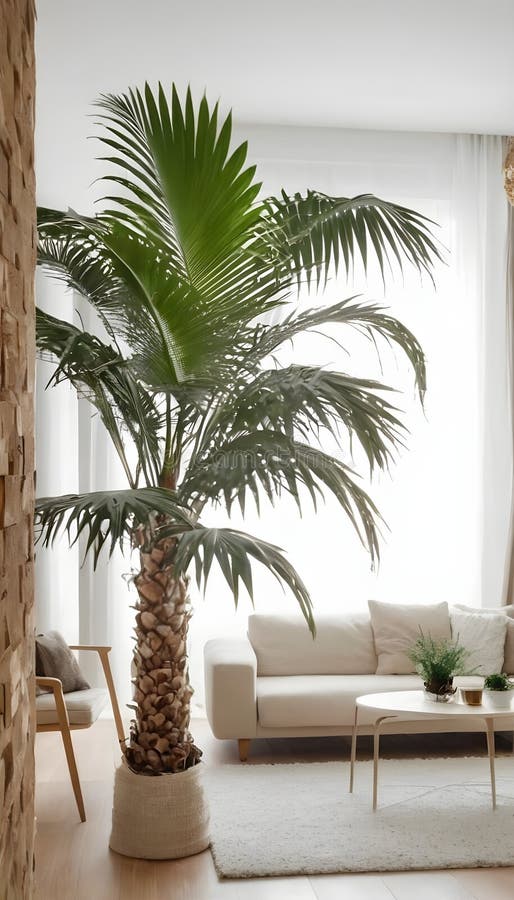 Beautiful Large Palm Tree As Part of the Interior Design Stock ...