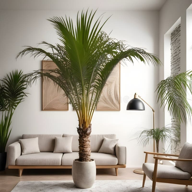 Beautiful Large Palm Tree As Part of the Interior Design Stock ...