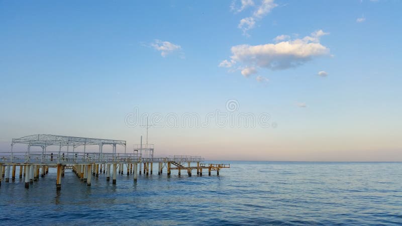 A Beautiful Large Pier on the Seashore Stock Image - Image of boardwalk ...