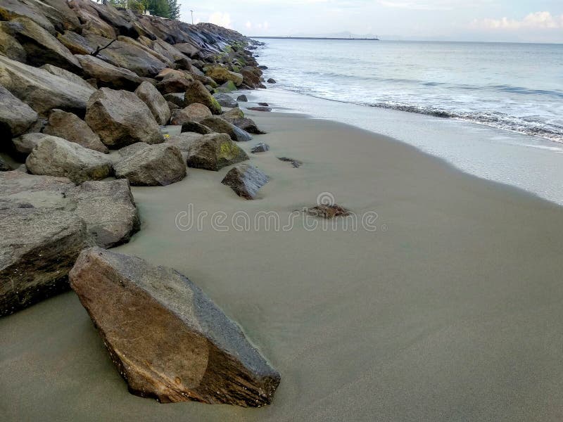 Beautiful Large Rocks View As Sea Waves Blocker Stock Photo - Image of ...
