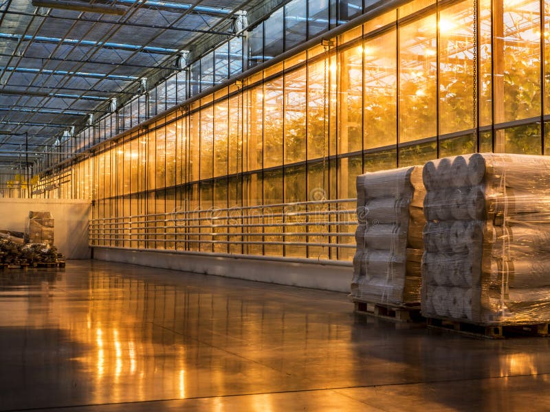 Beautiful and Large-scale Greenhouses Stock Photo - Image of lamps ...