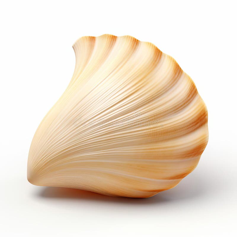 Beautiful Large Seashell with Fan-shaped Design on White Background ...