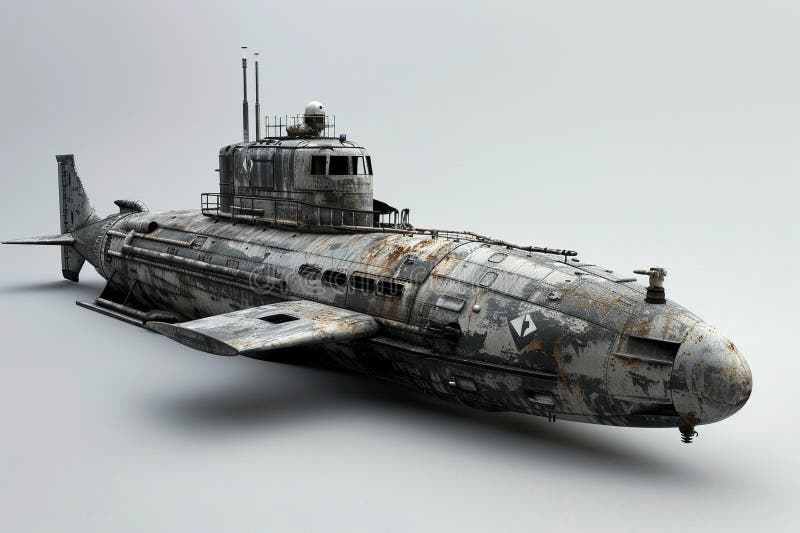 Beautiful Large Submarine Floating in Middle of Ocean during Mission ...