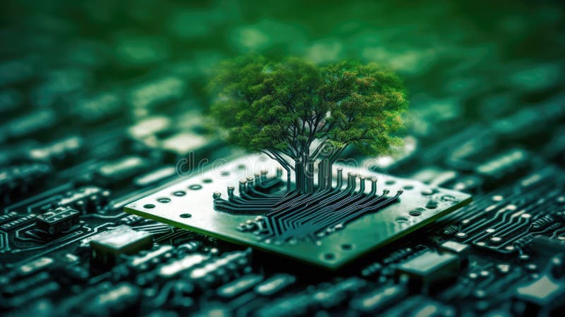 A Beautiful Large Tree Growing on the Micro Chip Computer Circuit Board ...