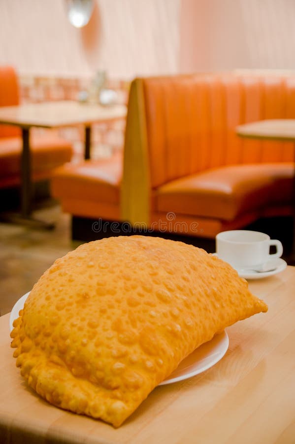 Beautiful Large Yellow Colored Empanada Sitting on Stock Image - Image ...