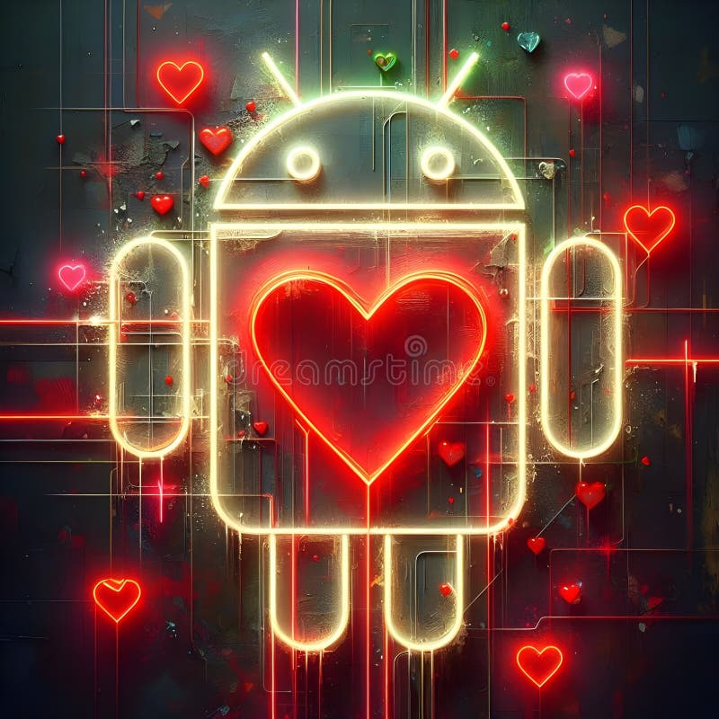Beautiful Laser Etched Love Android, Red Heart Neons, Grunge Textures ...