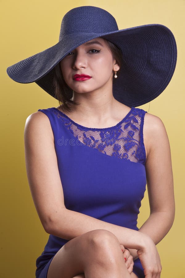 Beautiful Latina Model in a Blue Dress Stock Photo - Image of model ...