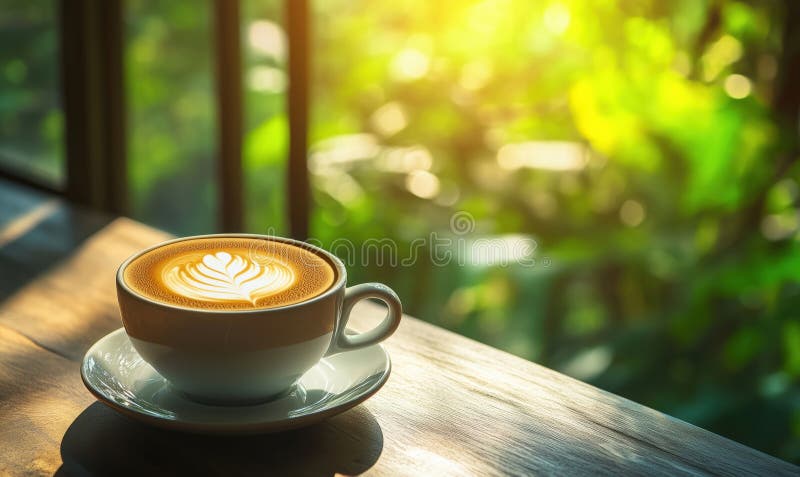 Beautiful Latte Art in a Cozy Cafe Setting with Natural Light and ...
