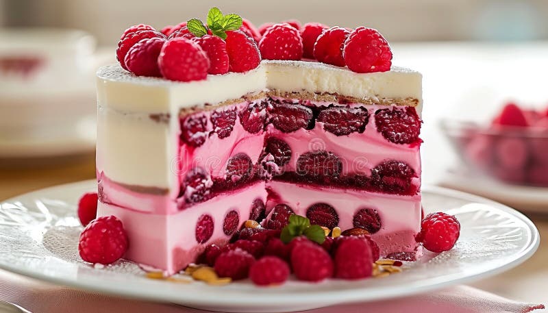 Beautiful Layered Raspberry Dessert Cake Stock Illustration ...