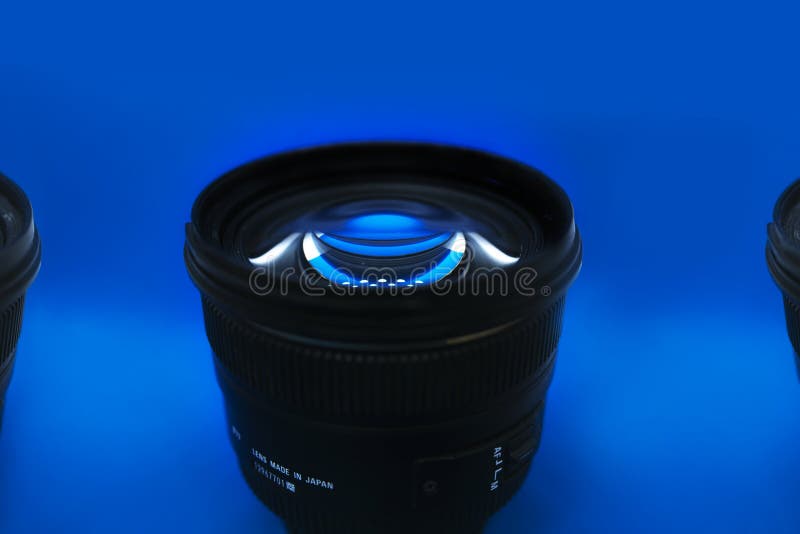 Beautiful Lens with Blue Background Stock Photo - Image of background ...
