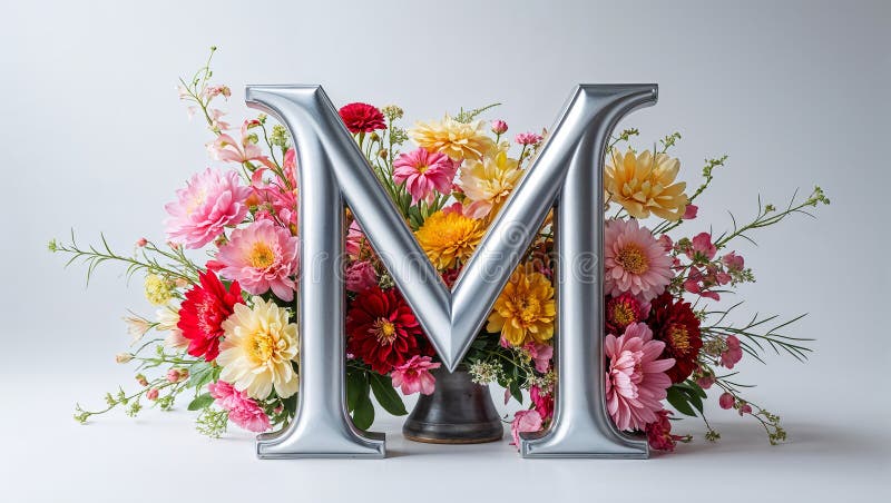 Beautiful Letter M Flowers a White Background Stock Illustration ...