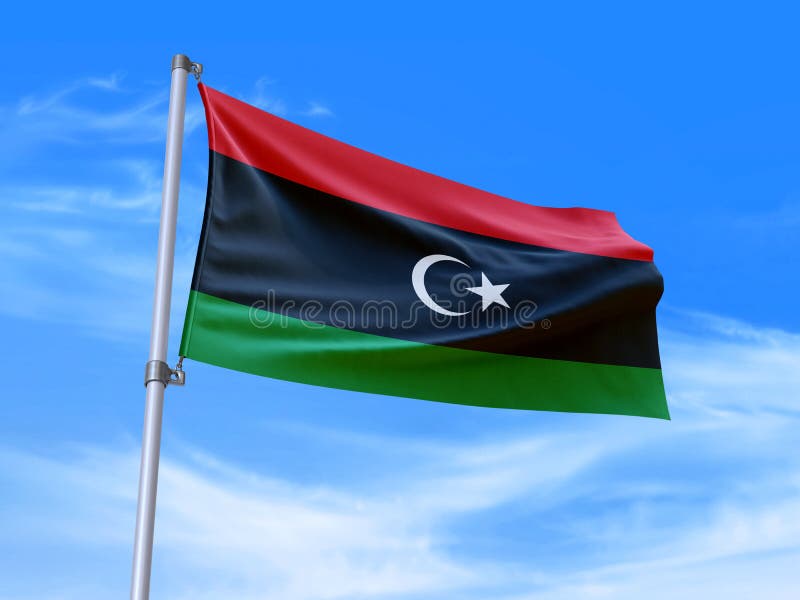Libya Flag Waving in the Wind Stock Image - Image of background, cloudy ...