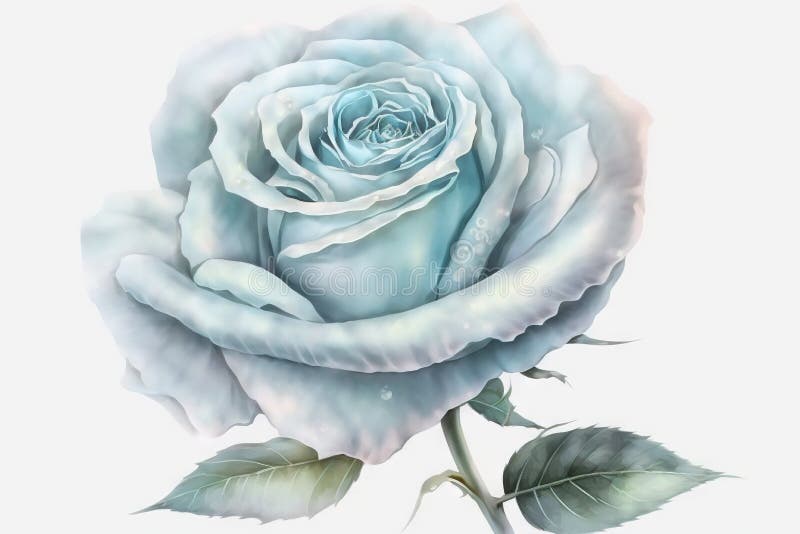 Beautiful Light Blue Rose Watercolor Stock Illustration - Illustration ...