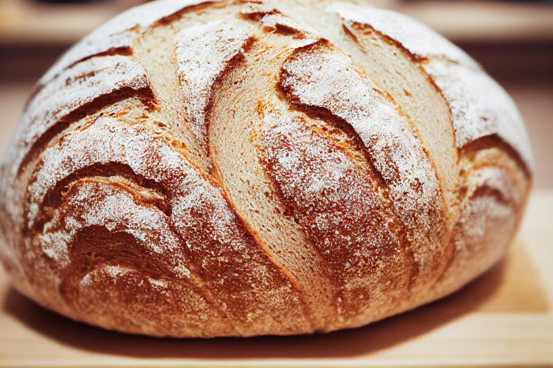 Beautiful Light Brown Loaf of Hot Sourdough Bread Stock Illustration ...