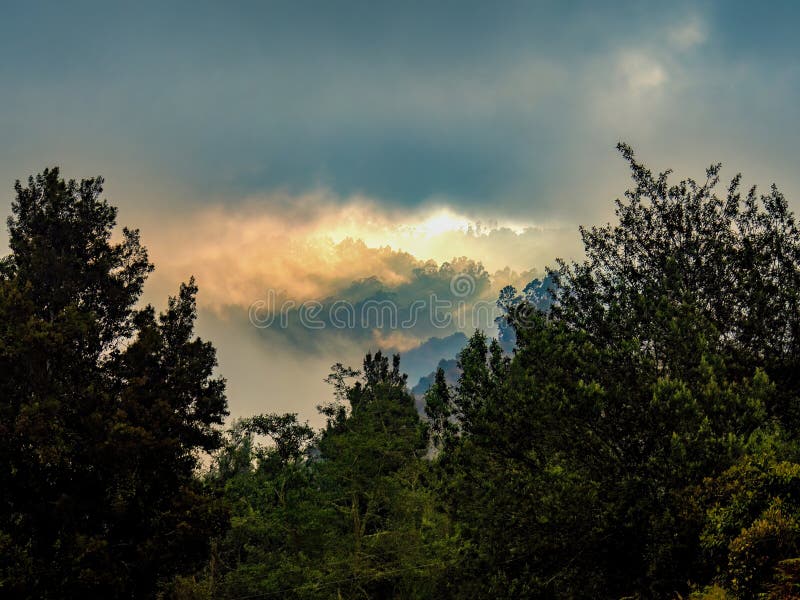 A Beautiful Light Effect Caused by the Sun Rising Behind a Dense Mist ...