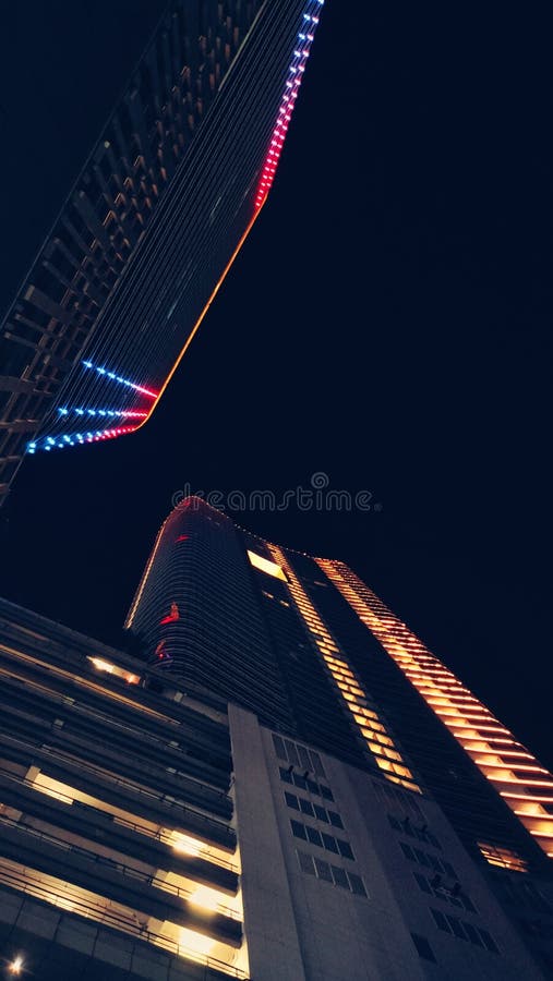 Beautiful Light Filled with the Color of the Building at Night Stock ...