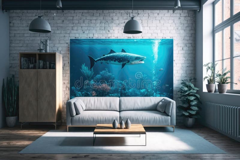 Beautiful Light Modern Interior with a Wall Made. Generative AI Stock ...