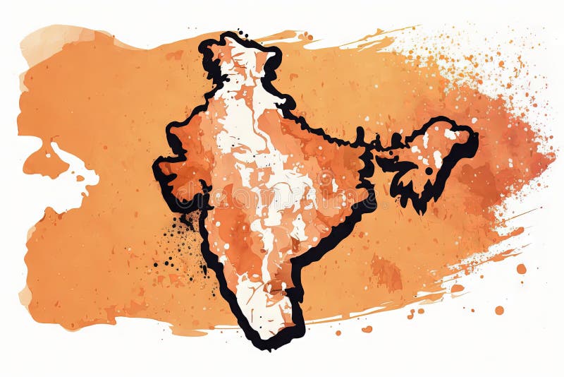 Beautiful Light Orange Indian Akhand Bharat Map Stock Illustration ...
