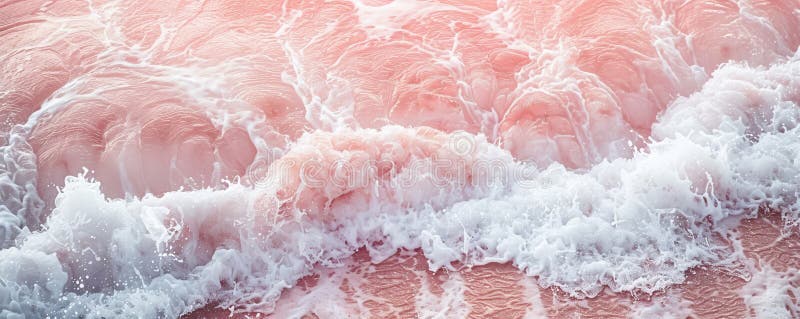 Beautiful Light Pink Beach with White Waves Creating a Mesmerizing ...