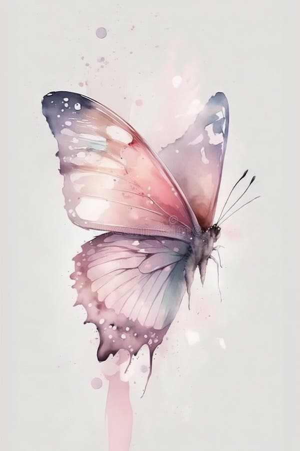 Beautiful Light Pink Butterfly Watercolor Stock Illustration ...