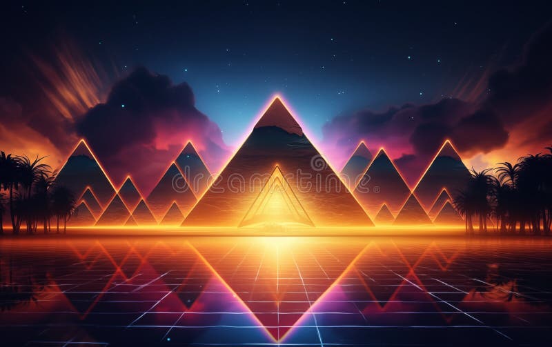 Beautiful Light Pyramids at Sunset. Stock Photo - Image of archeology ...