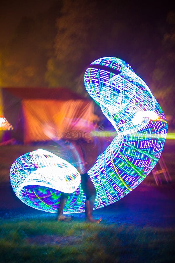 Beautiful Light Show Performance at Night Stock Photo - Image of ...