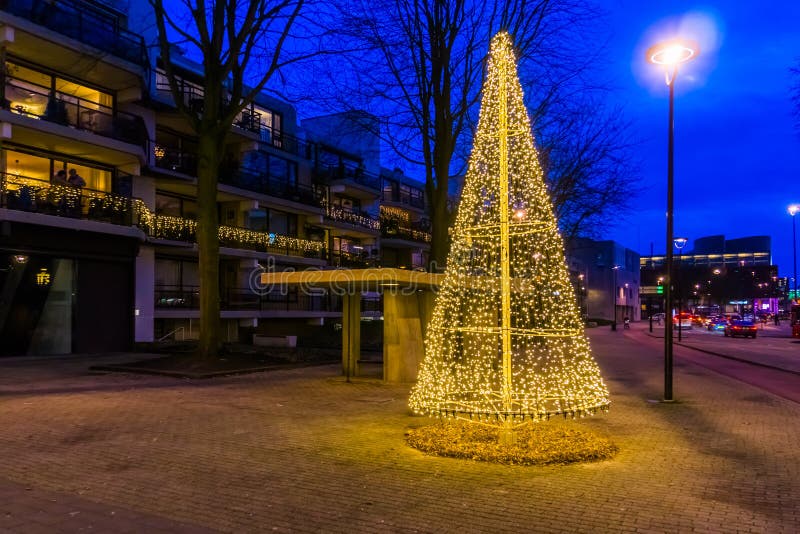 Beautiful Lighted Christmas Tree in the Streets of Tilburg, the ...