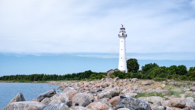 Beautiful Lighthouse in a Small Village in Clear Weather Stock Photo ...