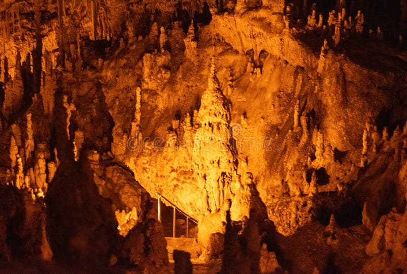 Beautiful Lighting Cave Interior in Greece Stock Photo - Image of cave ...
