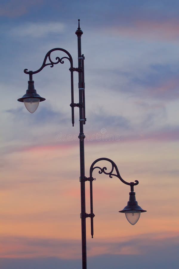 Beautiful Lighting Pole in the Sunset Light Stock Photo - Image of ...