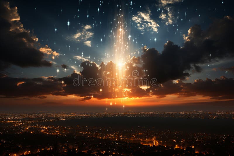 Beautiful Lighting in the Sky Portrait Stock Illustration ...