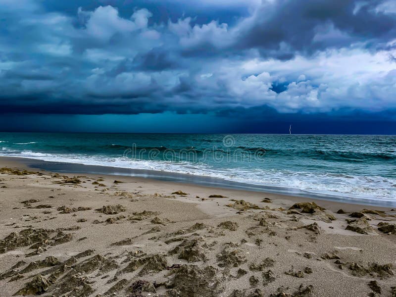 Florida Lightning Storm at Beach in the Summer Stock Image - Image of ...