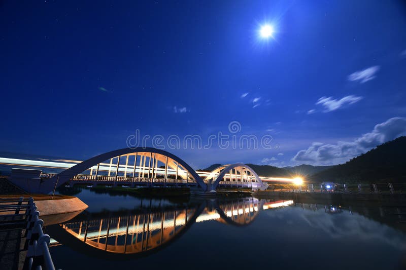 Beautiful Lights of the Bridges Stock Photo - Image of city, landscape ...