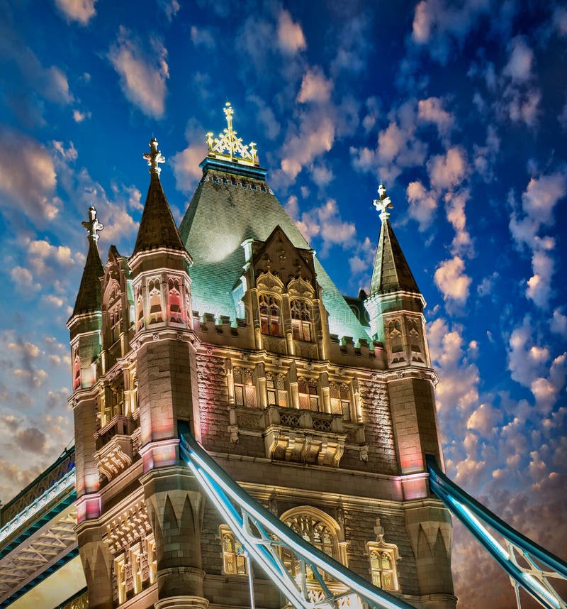 Beautiful Lights of Tower Bridge in London Stock Photo - Image of ...