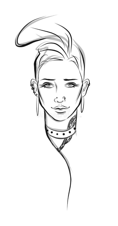 Beautiful Line Art Woman Illustration Stock Vector - Illustration of ...