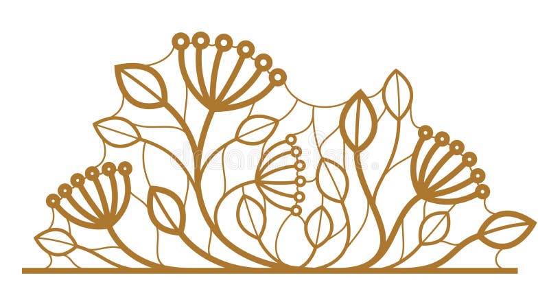 Beautiful Linear Floral Vector Design Isolated on White, Leaves and ...