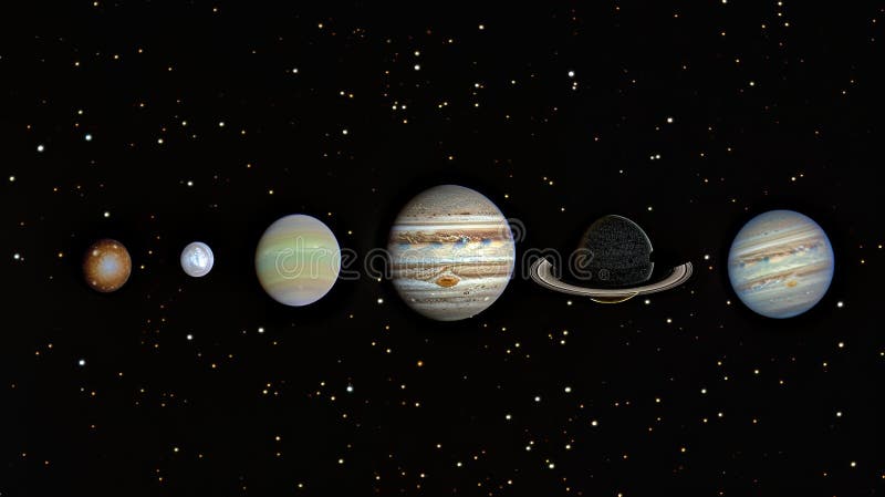 A Beautiful Lineup of Planets in the Solar System with a Glowing Starry ...