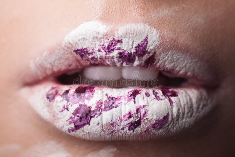 Beautiful Lips Creative Make-up Stock Photo - Image of cosmetics ...