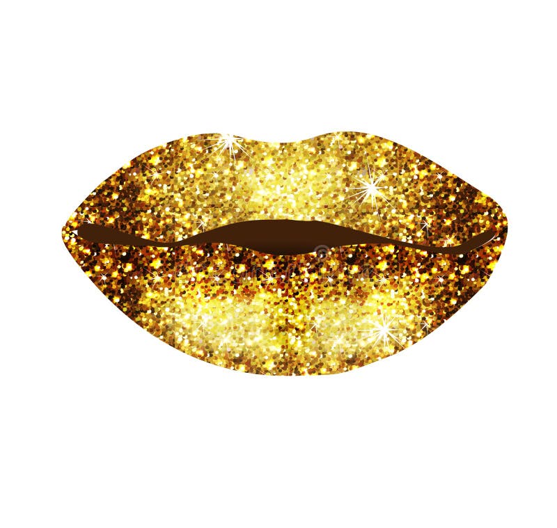 Gold shiny lips stock vector. Illustration of golden - 32444039