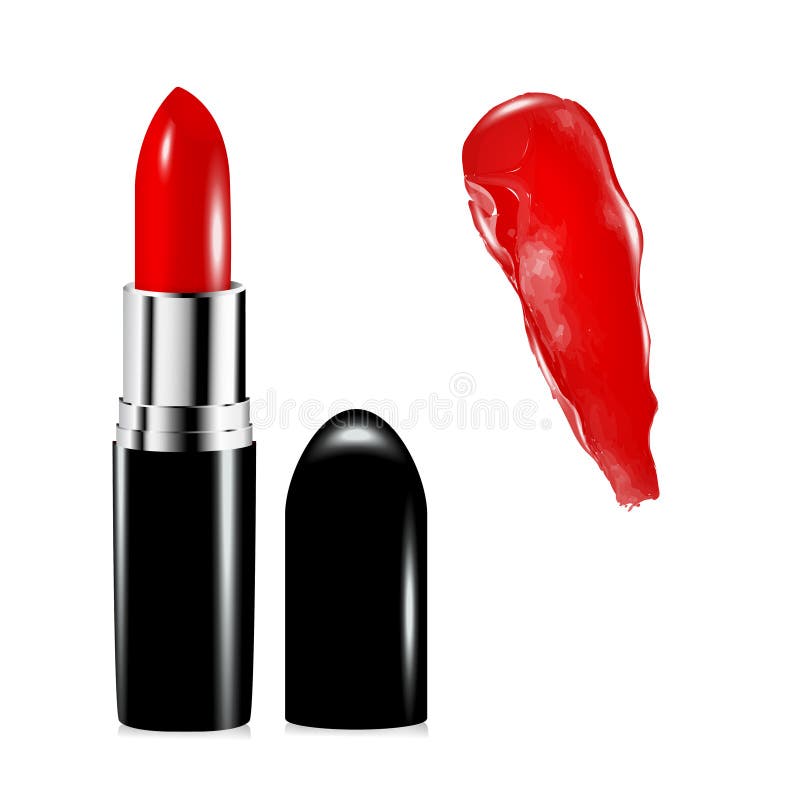 A Beautiful Lipstick Layout with a Smear. Cosmetic Template Side View ...