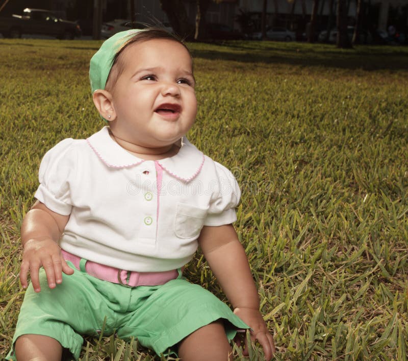 Beautiful little baby stock photo. Image of grass, field - 9502776