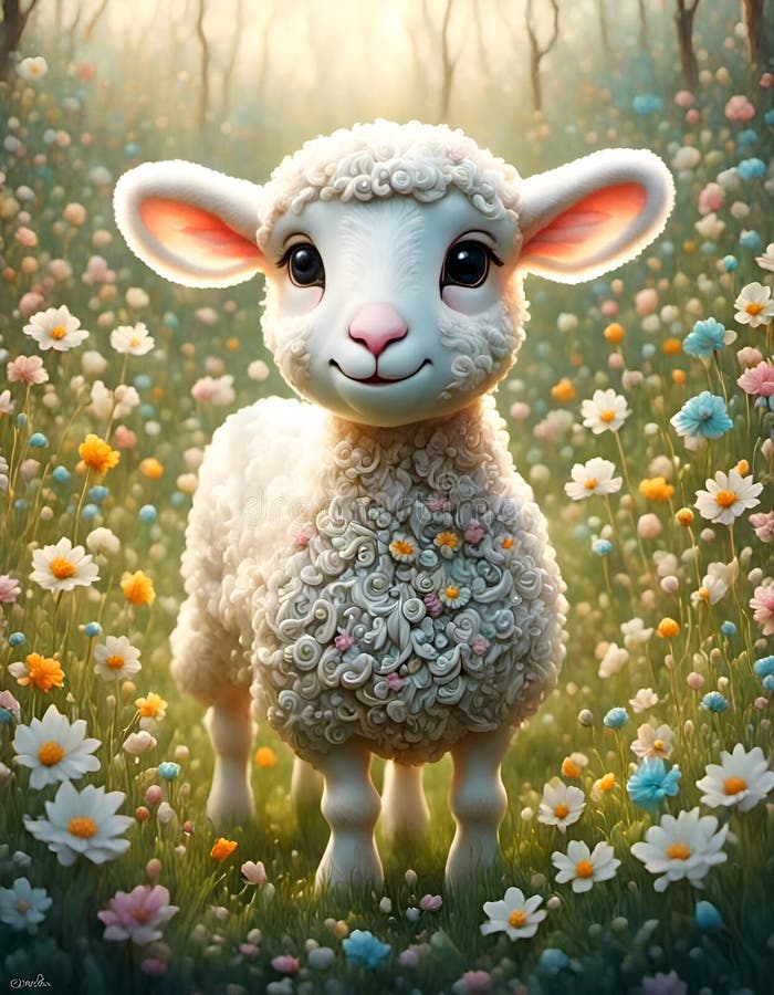 Beautiful Little Easter Lamb Stock Illustration - Illustration of lamb ...