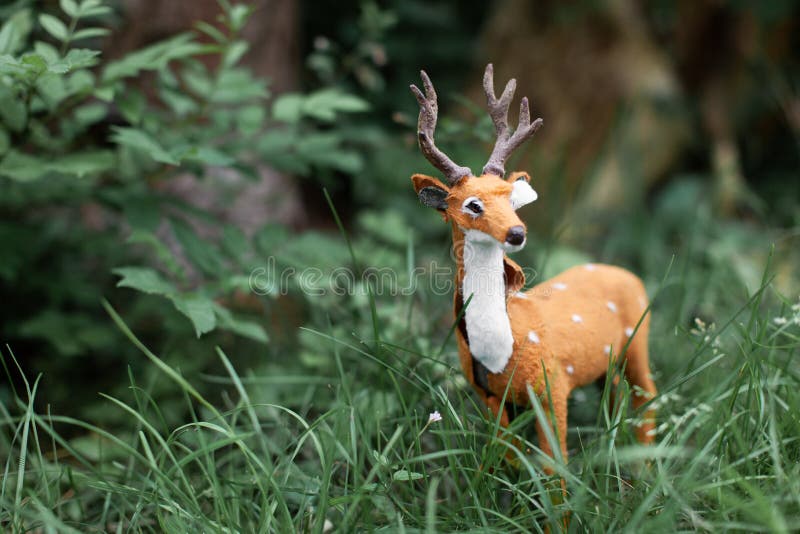 A Beautiful Little Figure of a Spotted Deer in the Grass Stock Photo ...