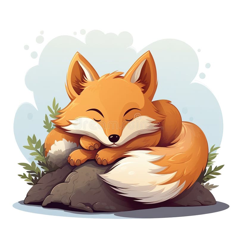 Beautiful Little Fox Lying Isolated on White Stock Illustration ...