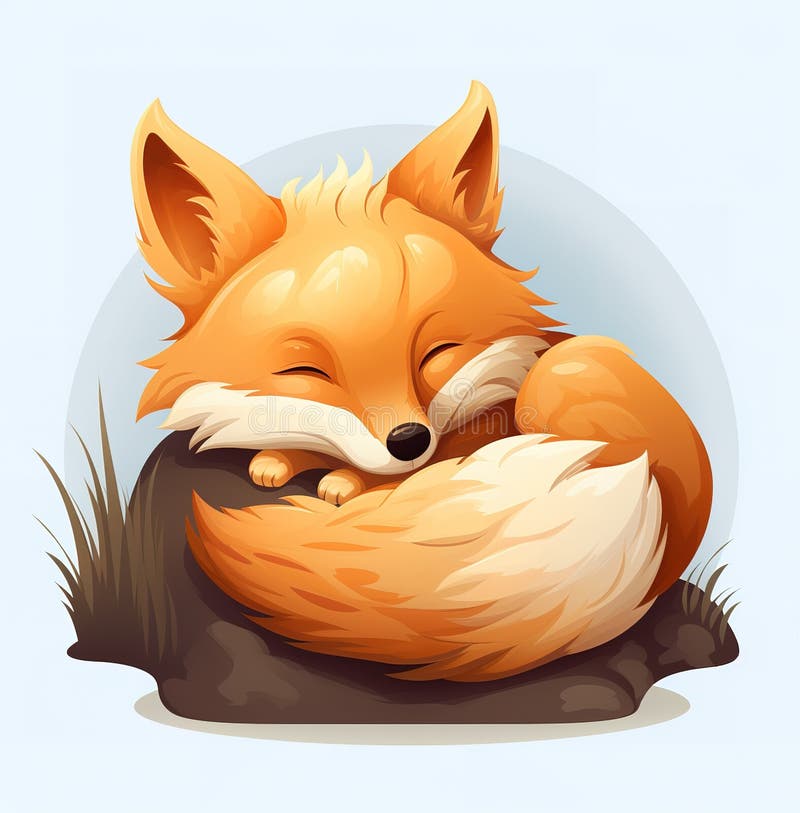 Beautiful Little Fox Lying Isolated on White Stock Illustration - Illustration of white, animal ...