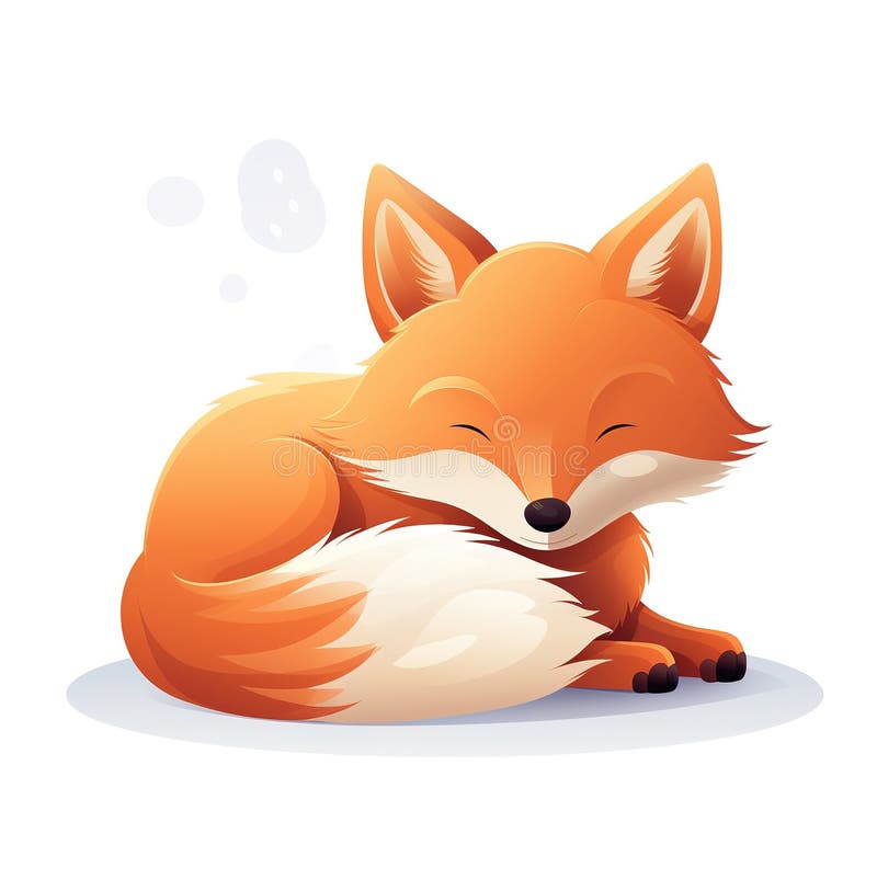 Beautiful Little Fox Lying Isolated on White Stock Illustration ...