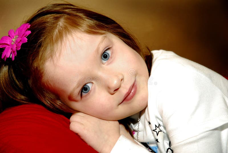Little Girl with a Perplexed Expression Stock Image - Image of dyed ...