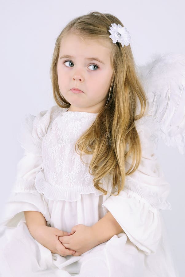 A Little Girl Angel with a Candle Stock Photo - Image of sweet, white ...